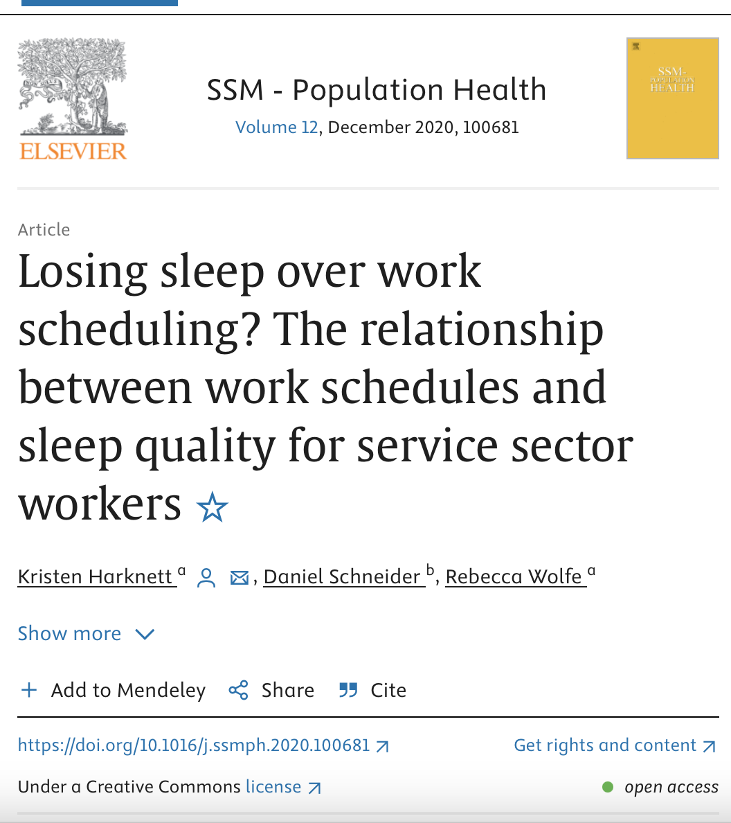Losing Sleep over Work Scheduling?: The Relationship between Work ...