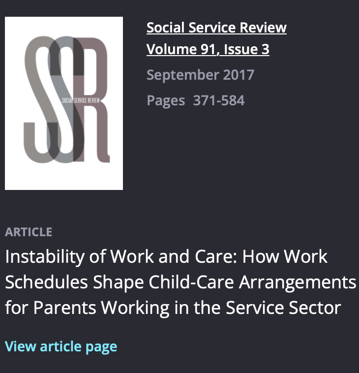 Instability of Work and Care: How Work Schedules Shape Child-Care ...